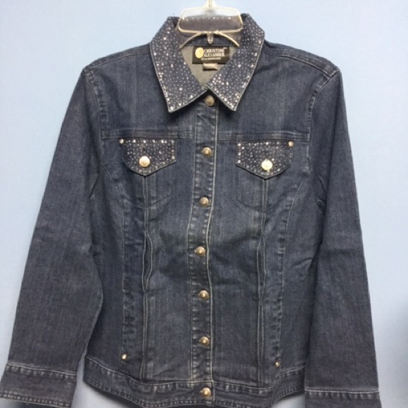 Christine Alexander | Jackets & Coats | Nwt Blue Jean Jacket Swarovski ...